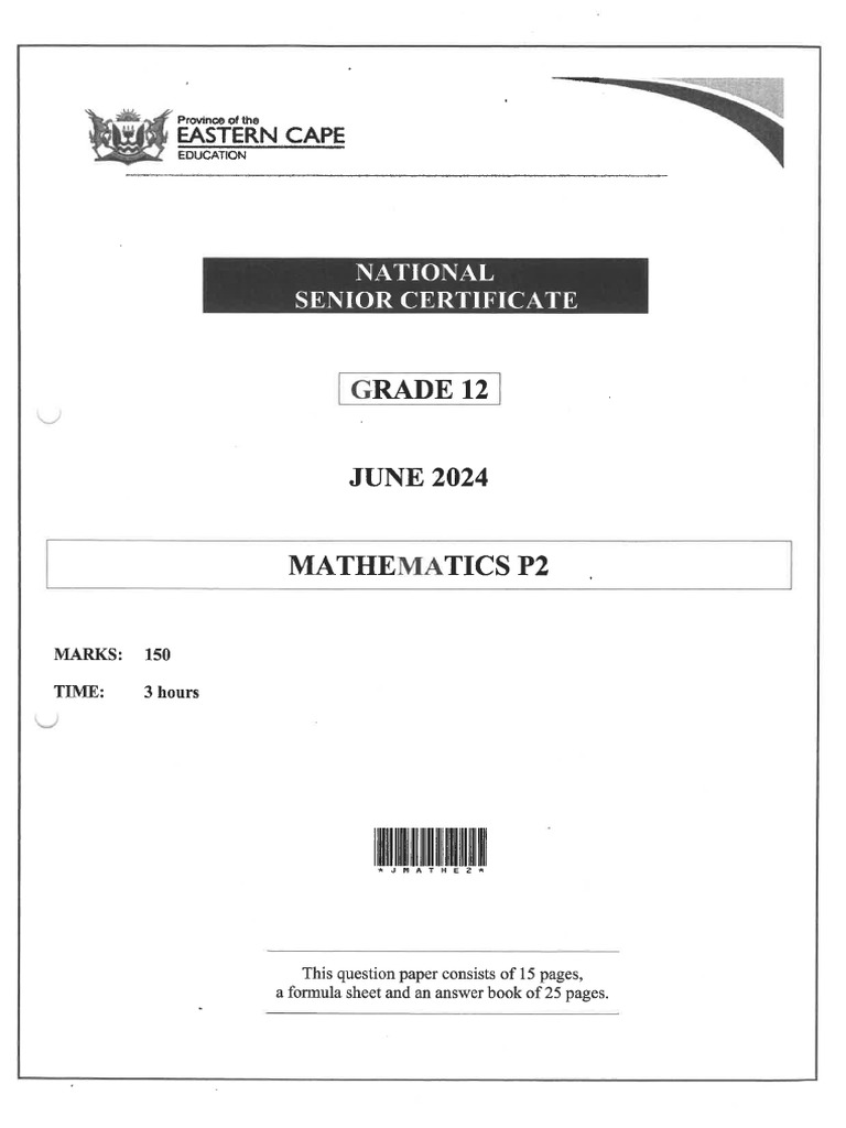 2024 Grade 12 Maths June Paper 2 | PDF