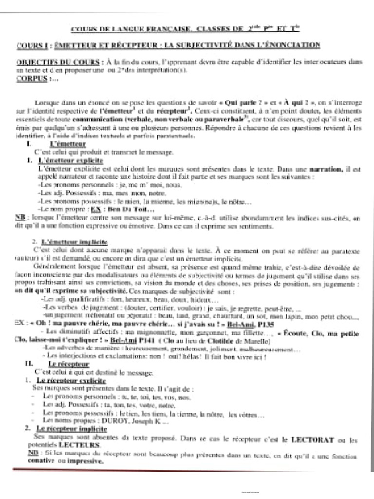 Cours1 Langue 1 | PDF