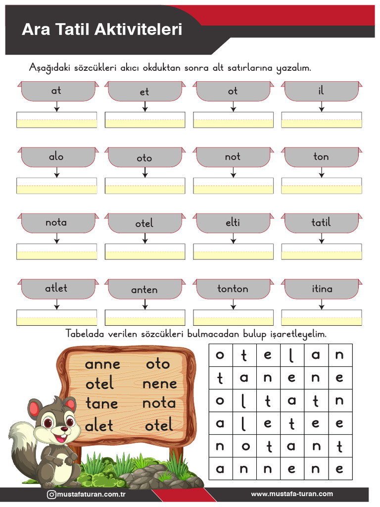 Sozcuk Yazma Ve Sozcuk Bulmaca Etkinligi | PDF