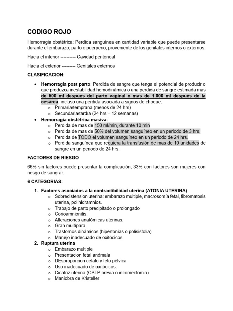 Codigo Rojo | PDF | Parto | Placenta