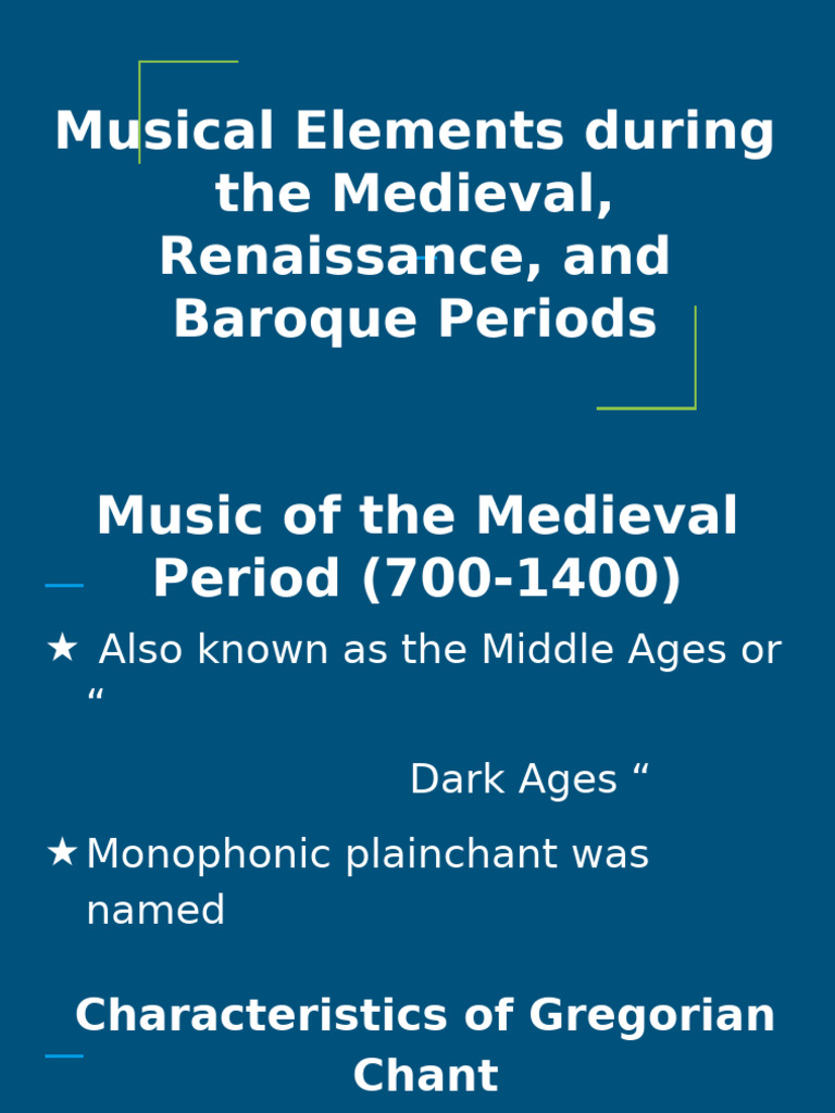 Music of Medieval Renaissance and Baroque Period | PDF