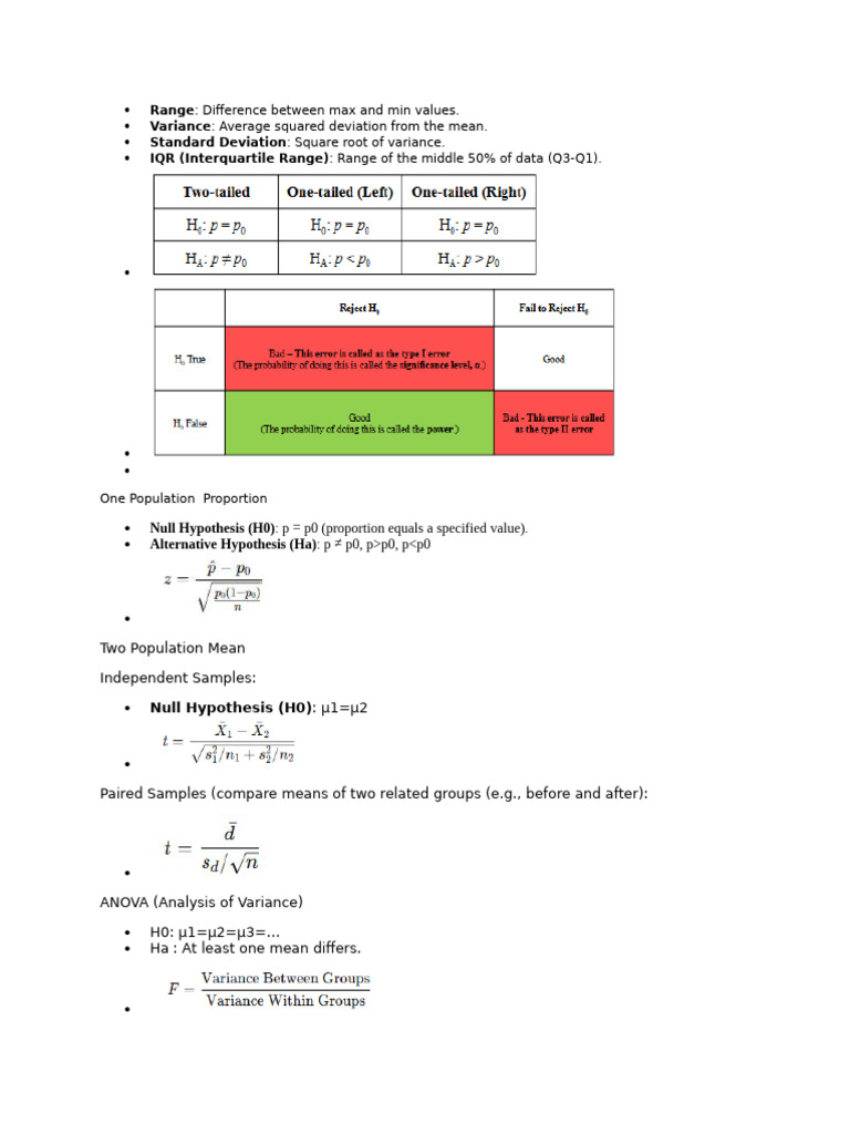 Cheat Sheet Final Exam - STAT 207 | PDF