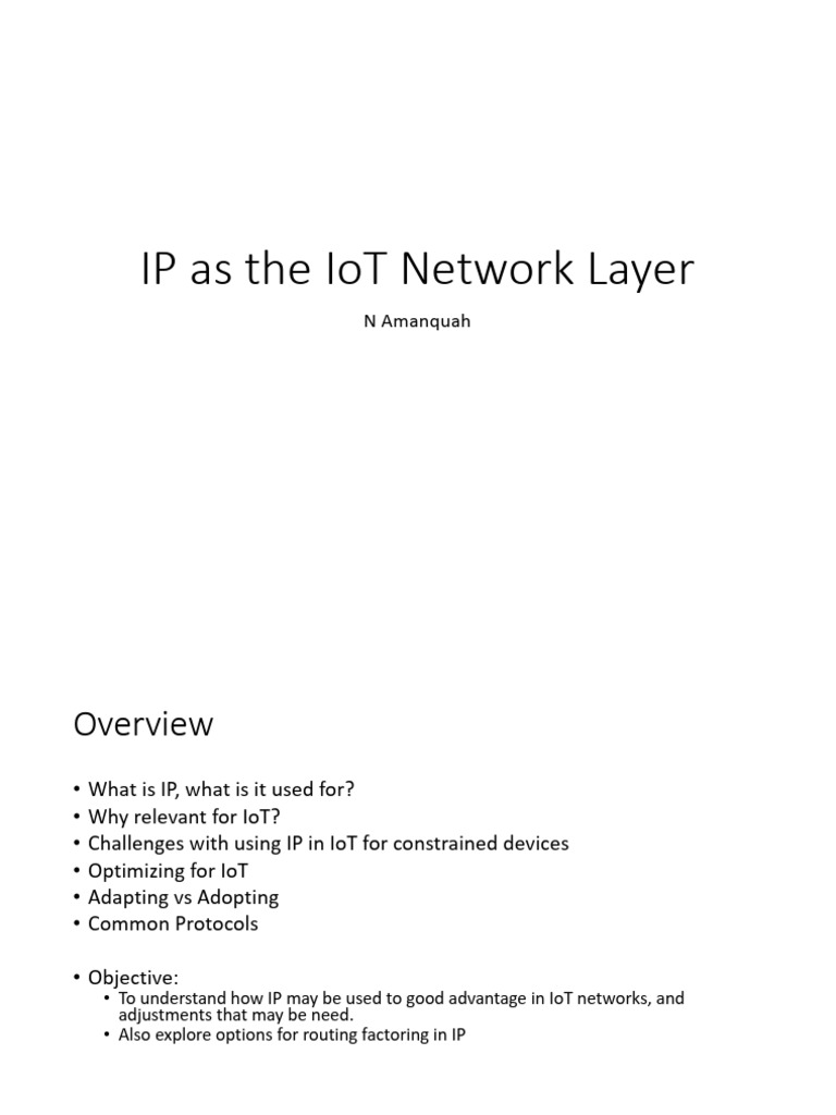 10-A5-IP For IoT NW Layer | PDF | Internet Protocols | I Pv6