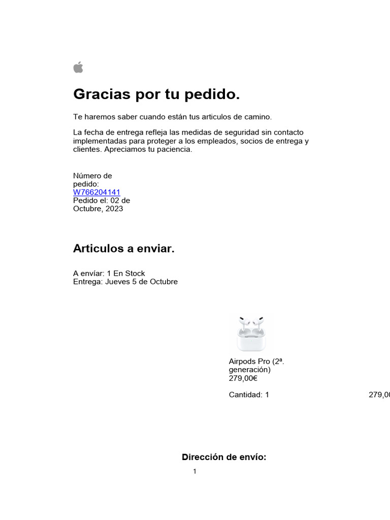 Gracias Por Tu Pedido.: Articulos A Enviar | PDF