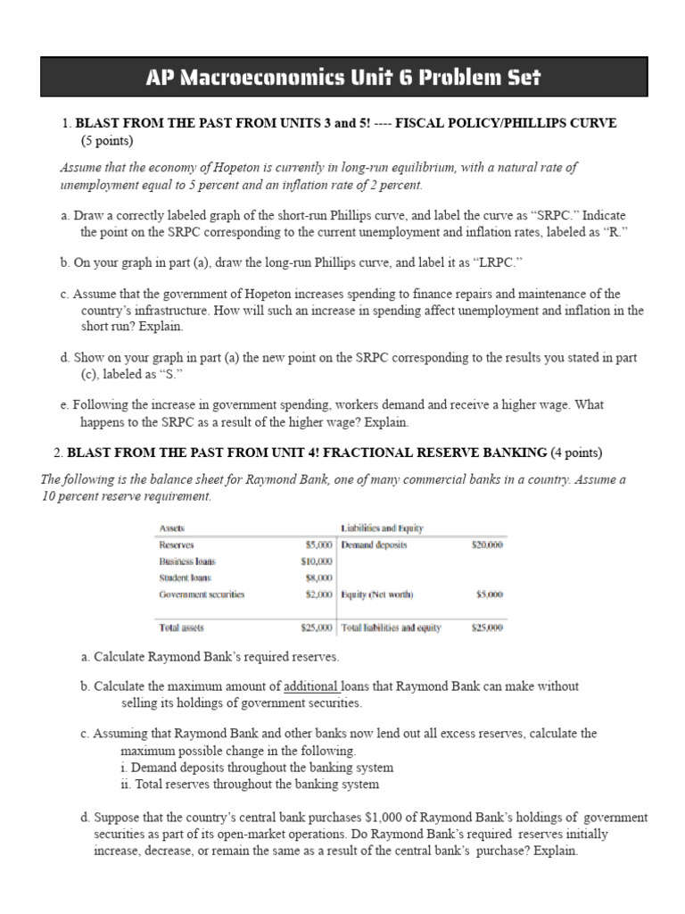 AP Macroeconomics Unit 6 Problem Set | PDF | Foreign Exchange Market | Exchange Rate