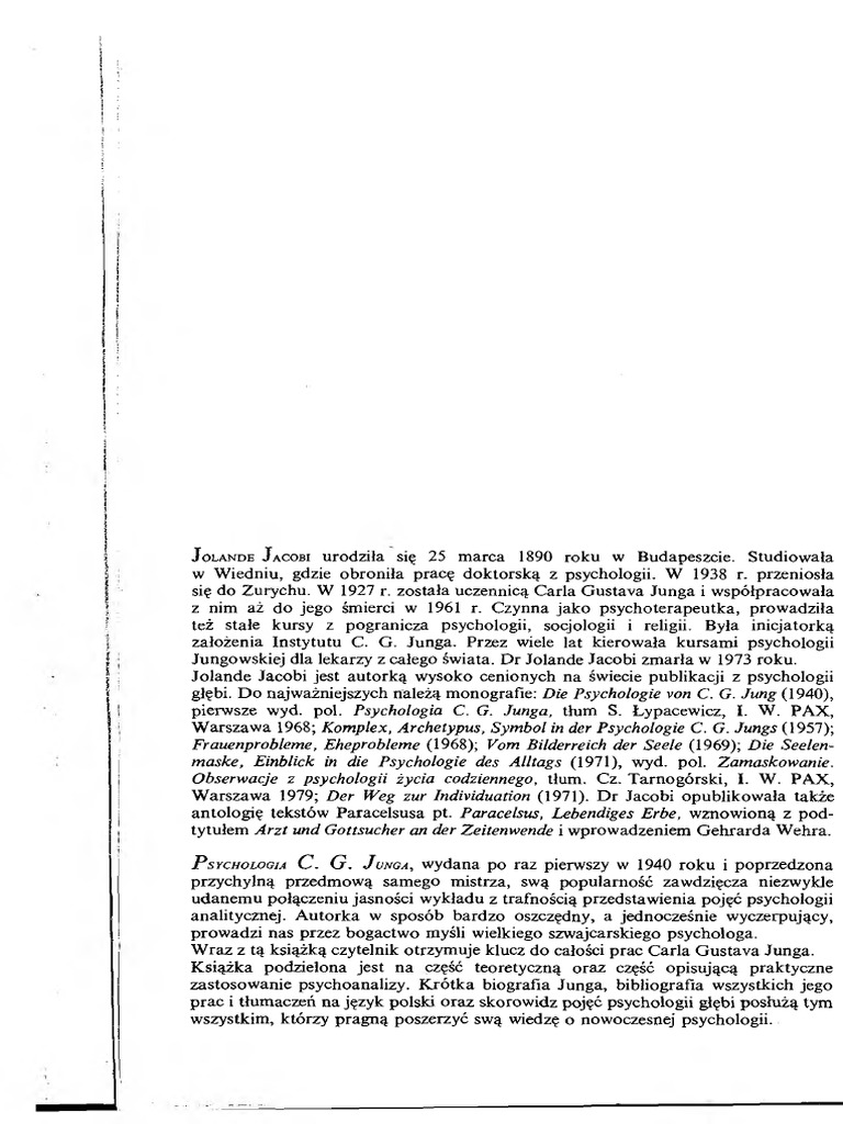 Jacobi - Psychologia C. G. Junga | PDF
