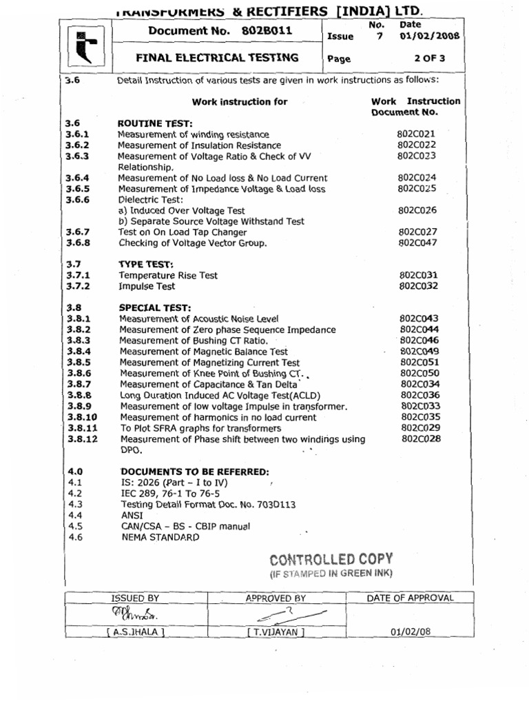 T and R - TEST PROCEDURE | PDF