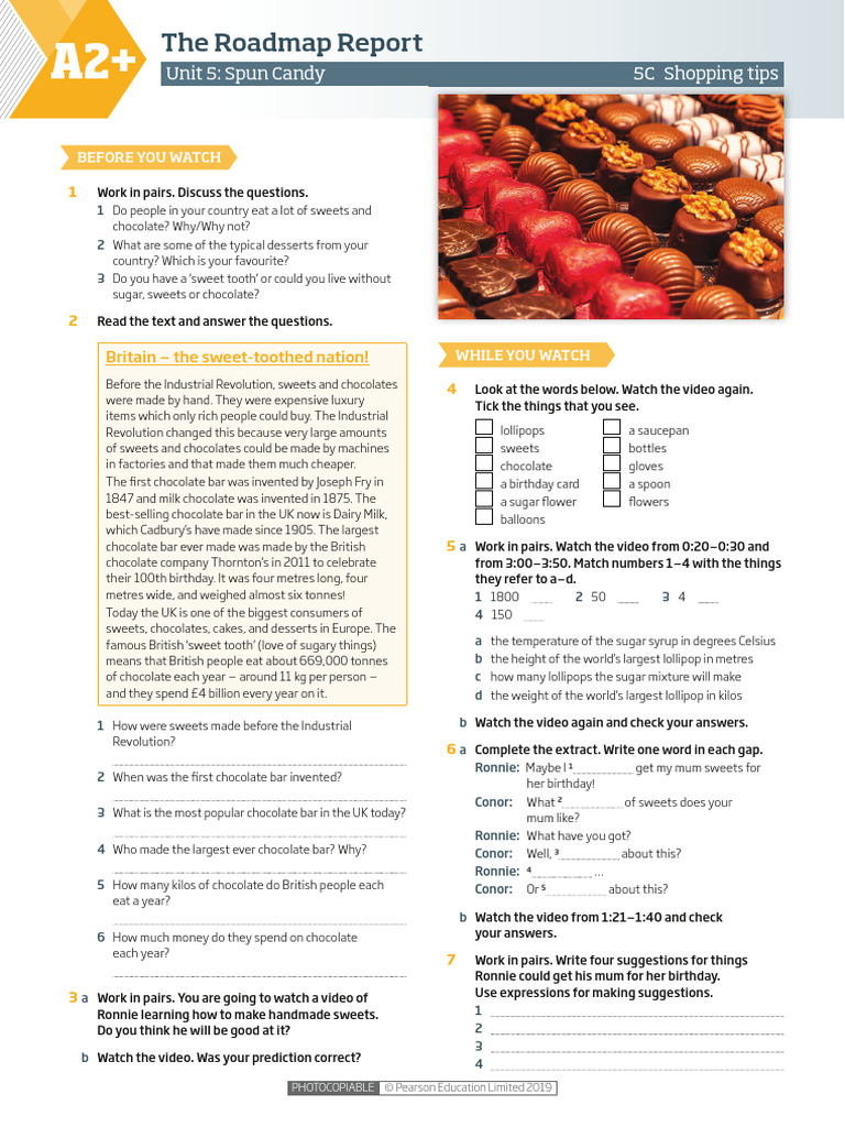 ROADMAP Report Worksheet Unit | PDF | Candy | Chocolate