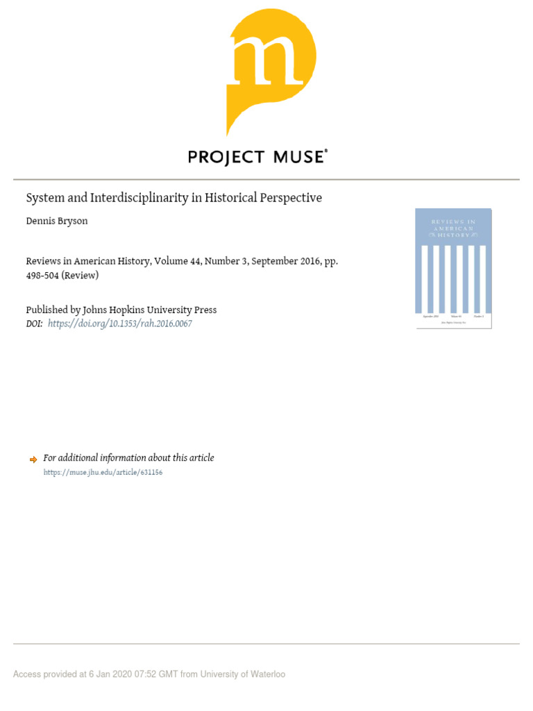 System_and_Interdisciplinarity_in_Histor | PDF | Interdisciplinarity | Social Sciences