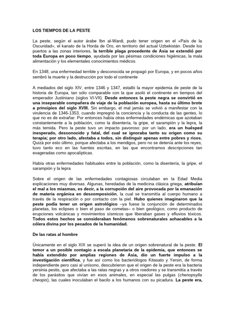 La peste negra en Europa: orígenes y efectos | PDF
