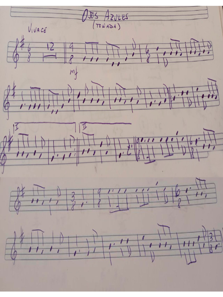 Ojos Azules Partitura Transcrita | PDF