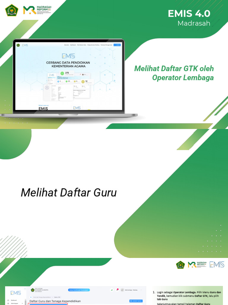 Melihat Daftar GTK Oleh Operator Madrasah | PDF