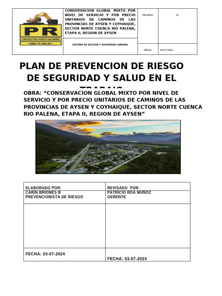 PLAN y PROGRAMA DE PREVENCION DE RIESGOS DE SEGURIDAD Y SALUD EN EL TRABAJO OBRA | PDF ...