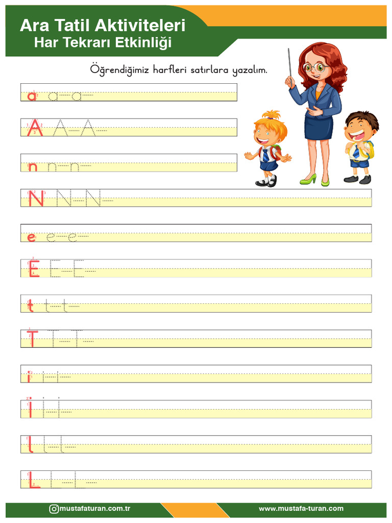Harf Yazma Tekrar Etkinligi | PDF