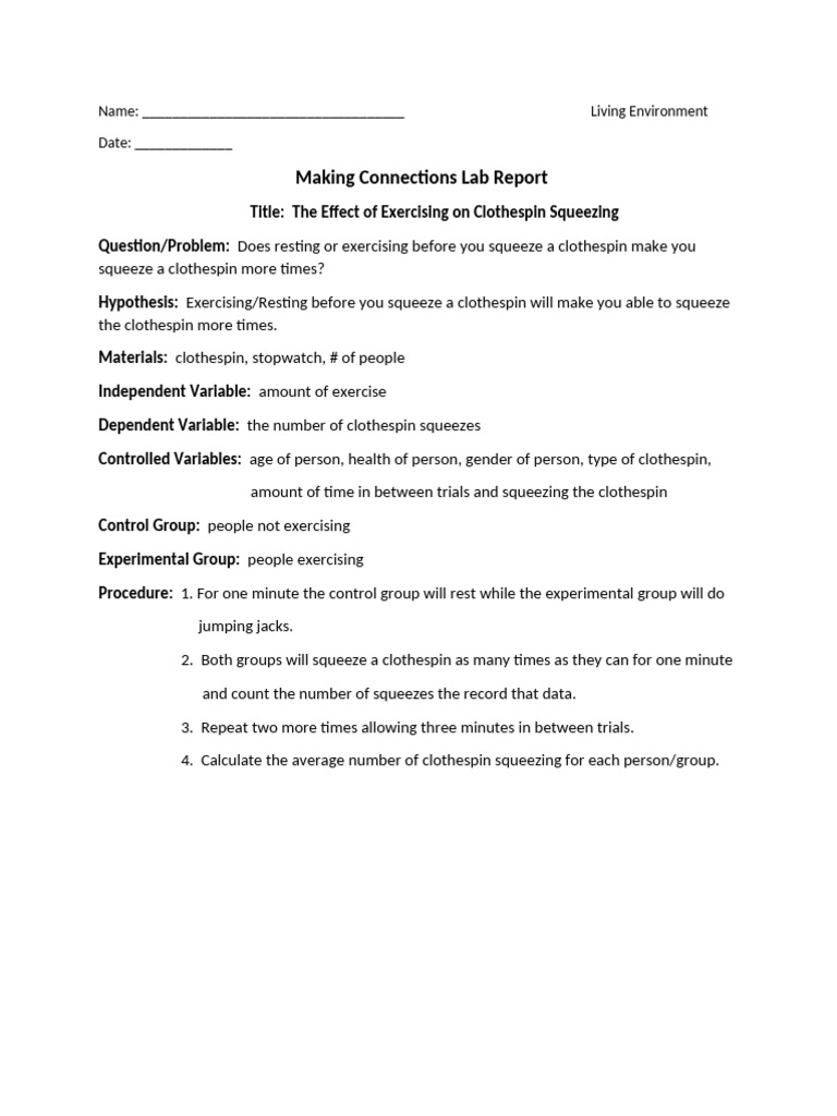 Making Connections Lab Report | PDF | Experiment | Science
