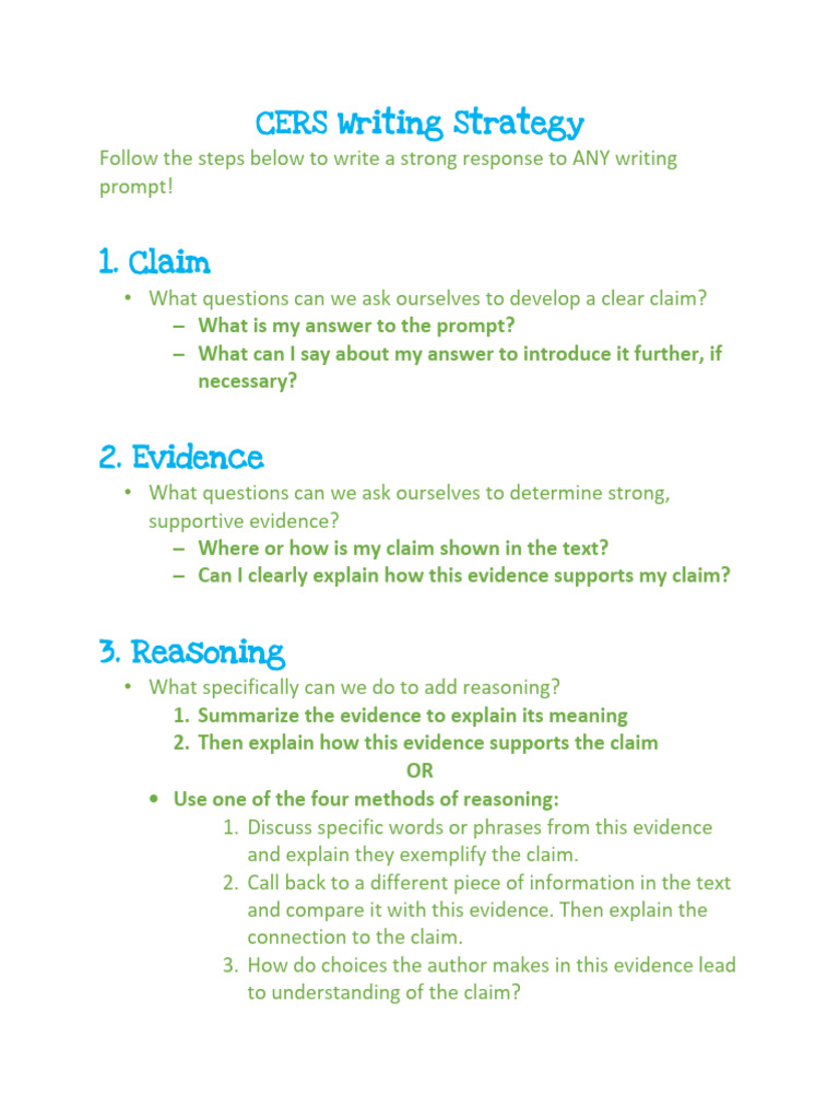 CERS Writing Strategy Guide | PDF