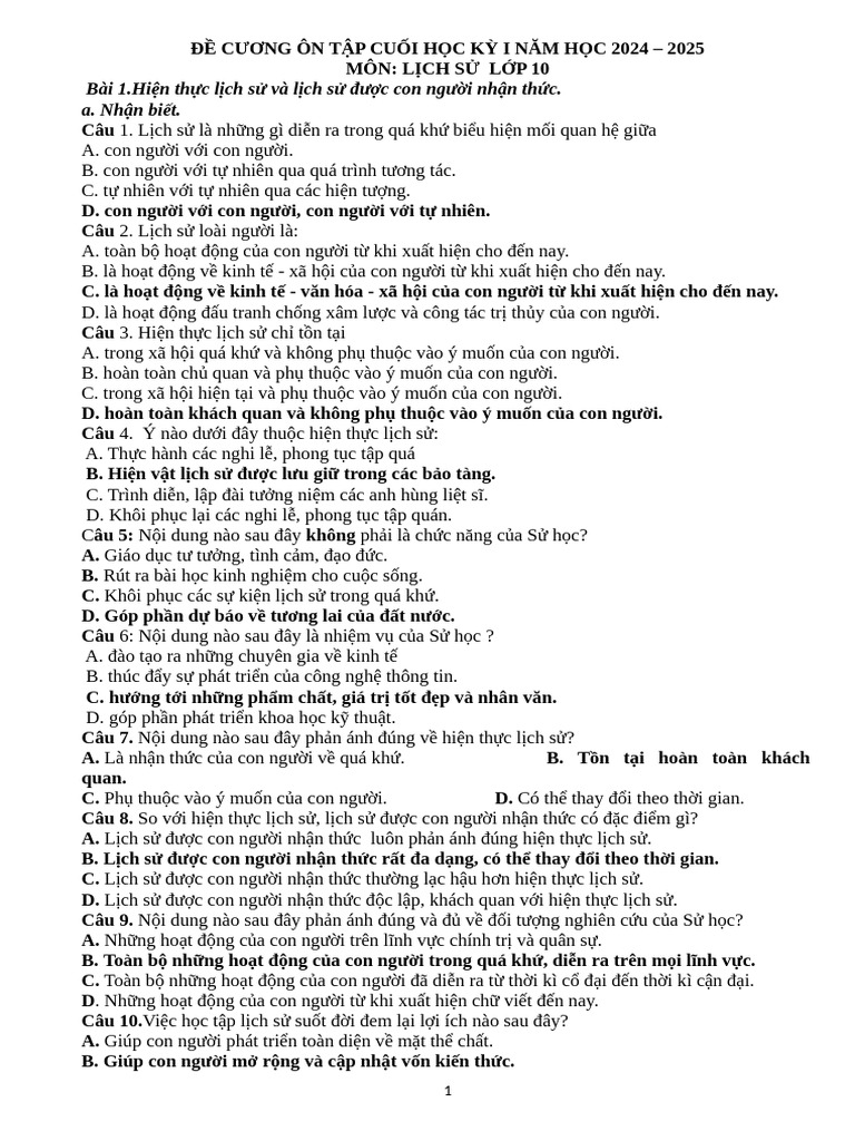 De Cuong Su 10 CK 1 | PDF