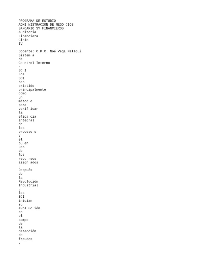 Sistema de Control Interno: Claves y COSO | PDF