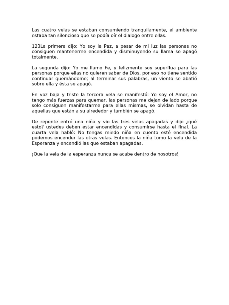 La Historia de las Cuatro Velas | PDF