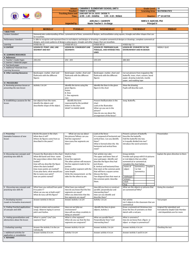 DLL_MATHEMATICS3_Q3_W7_JAN20-24 | PDF | Symmetry | Shape