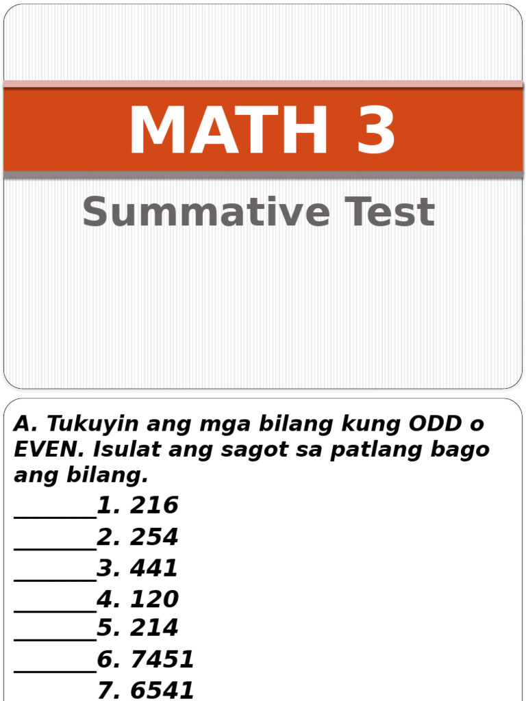 MATH 3 Summative Test 1 | PDF