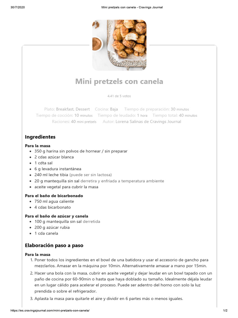 Mini Pretzels Con Canela - Cravings Journal | PDF | Mantequilla | sal