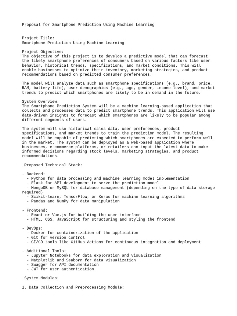 Smartphone Demand Prediction Proposal | PDF | Machine Learning | Prediction