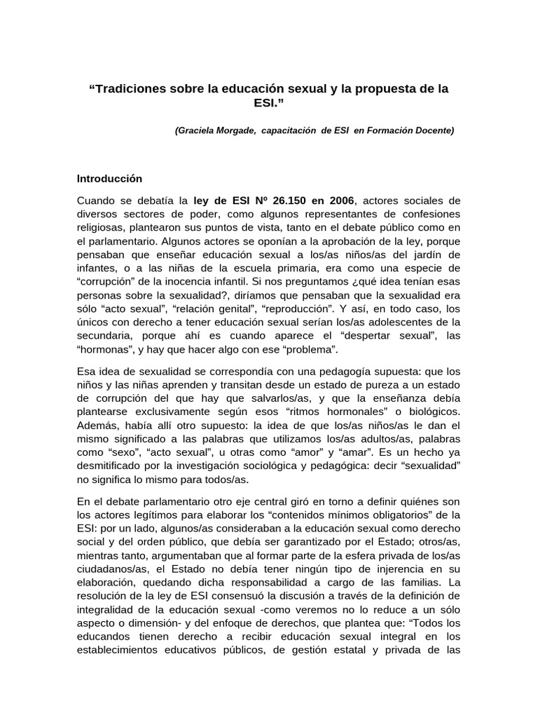 Tradiciones_sobre_la_educacion_sexual_y_la_propuesta_de_la_ESI_2 | PDF | Educación sexual | La ...