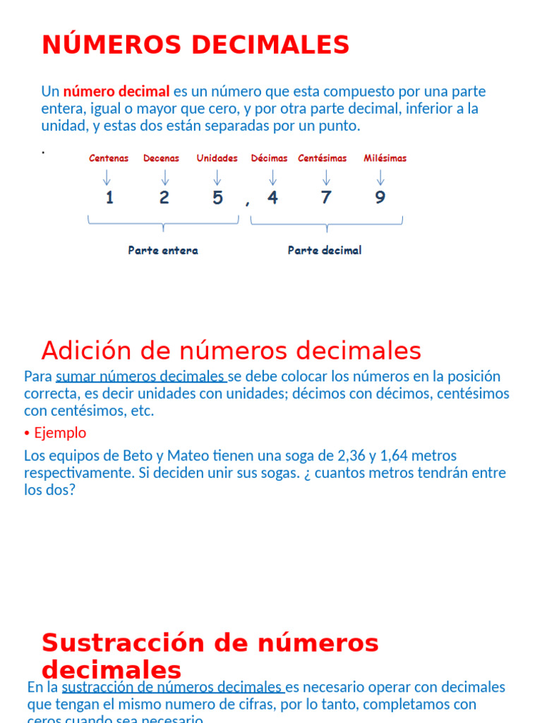 Operaciones con Números Decimales | PDF