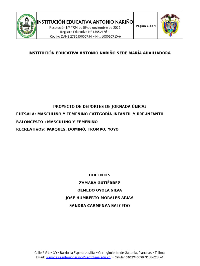 Proyecto de Deportes | PDF