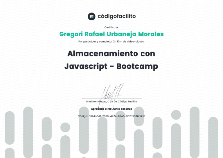 Certificado - Almacenamiento Con Javascript - Bootcamp | PDF
