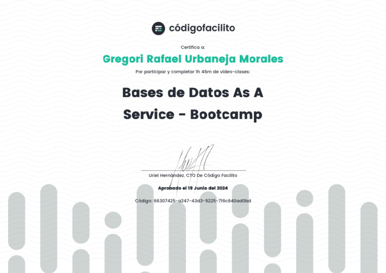Certificado - Bases de Datos As A Service - Bootcamp | PDF
