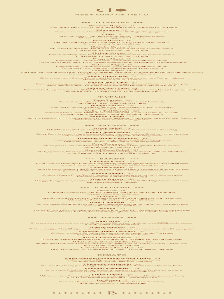 Ah So Restaurant Menu Overview | PDF | Sushi | Sauce