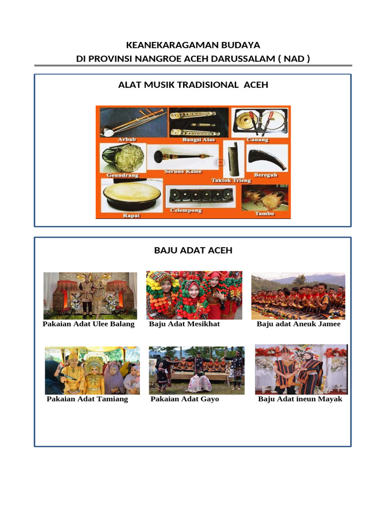 KEANEKARAGAMAN BUDAYA Aceh | PDF