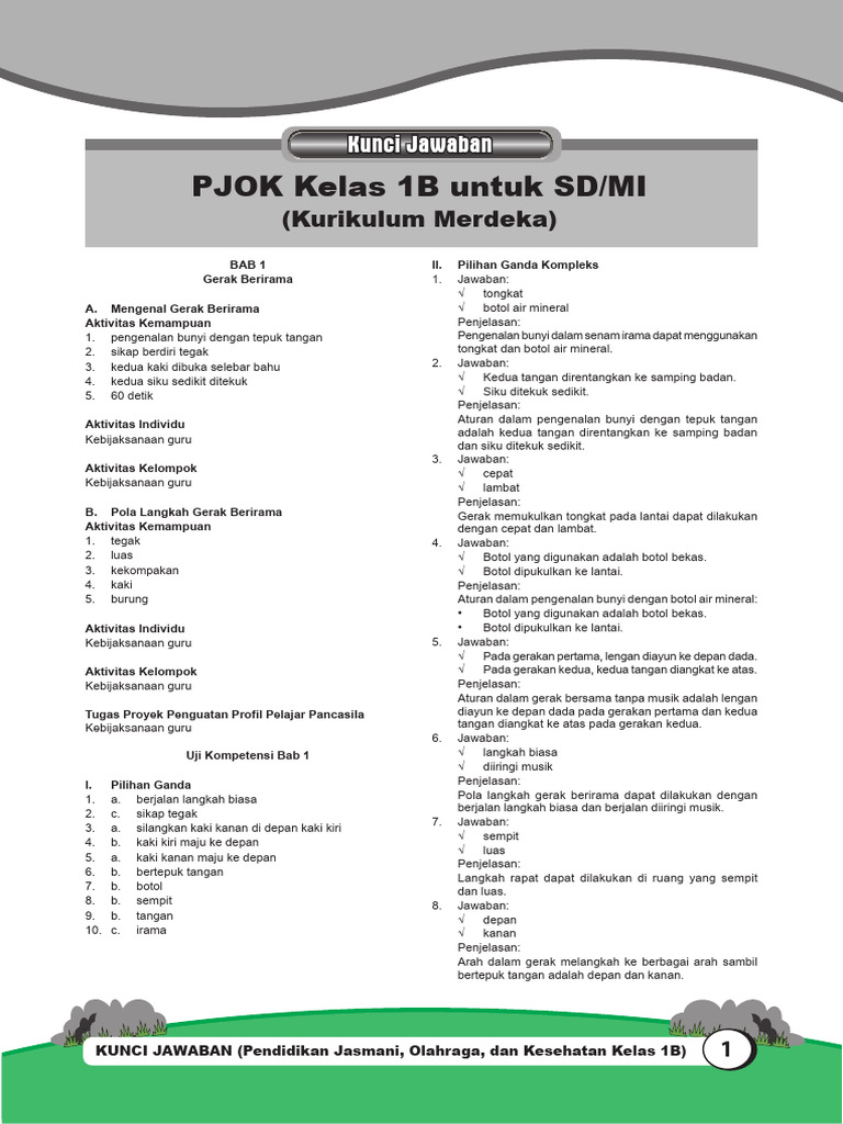 Kunci Pjok 1b (Putri) 2024 - Fix | PDF