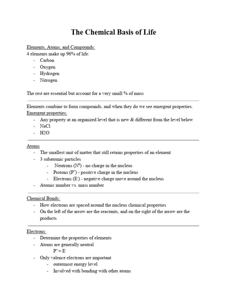 Chapter 2 Notes - Honors Biology | PDF | Chemical Bond | Properties Of ...