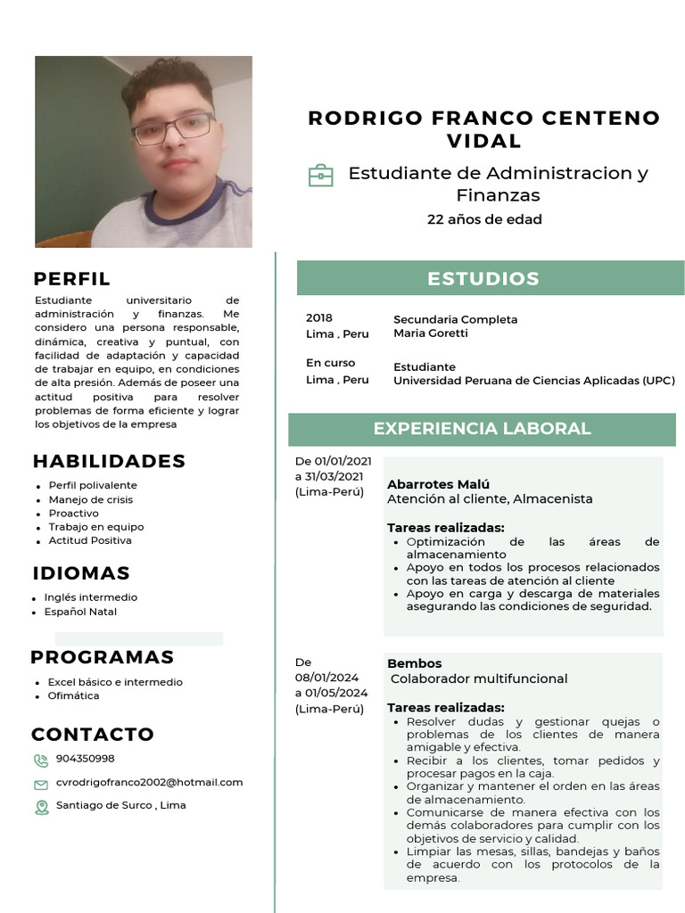 Rodrigo Centeno Vidal - CV | PDF