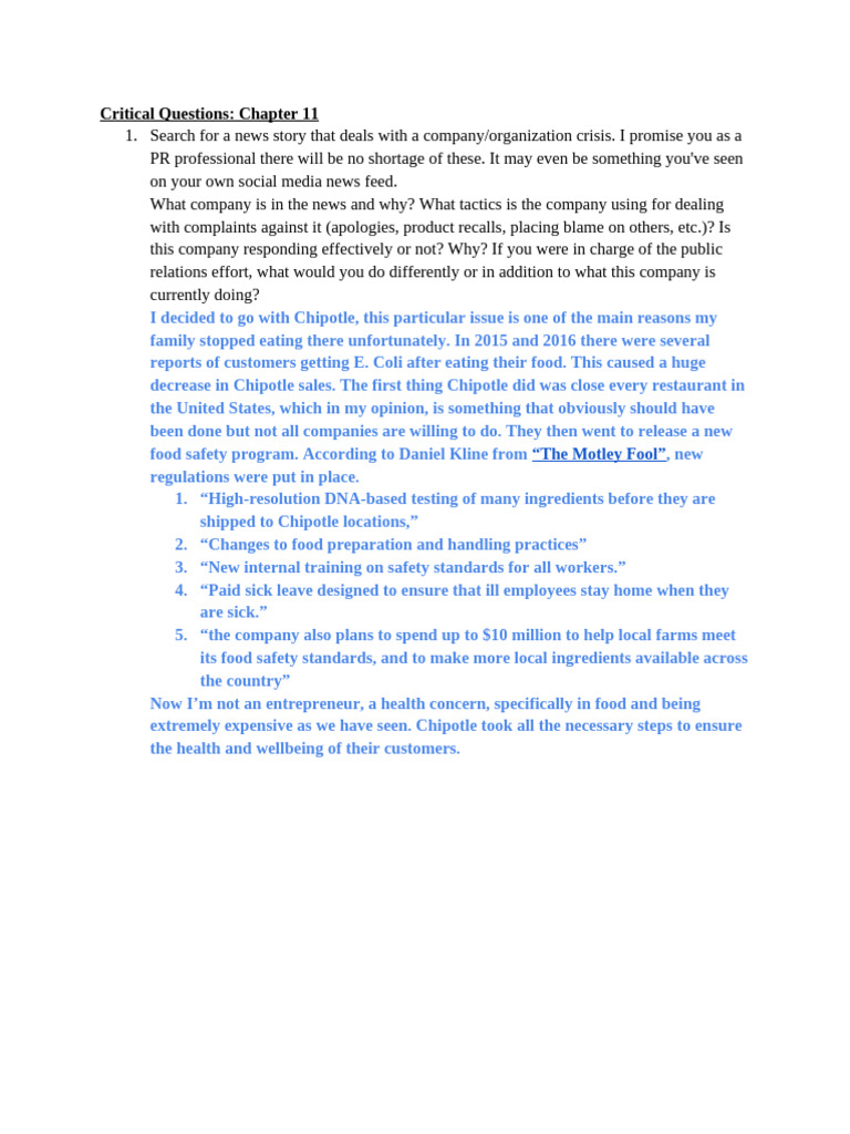 Critical Questions (Chapter 11) | PDF