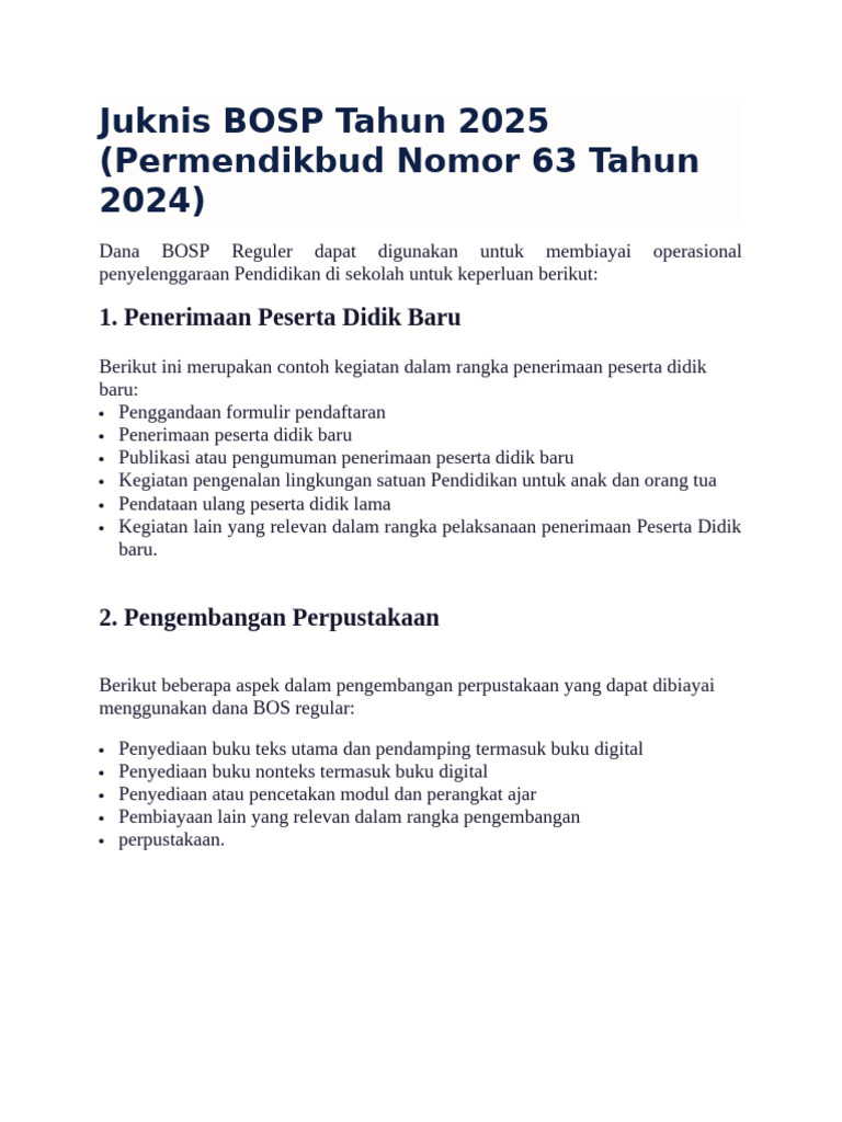 Juknis BOSP Tahun 2025 | PDF