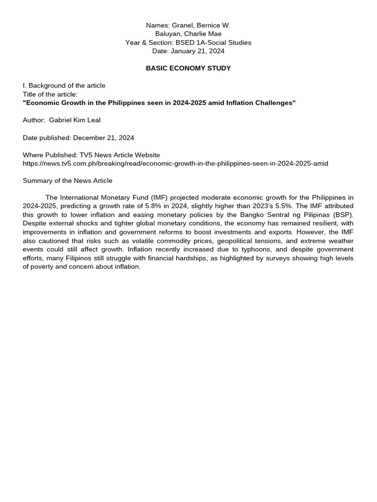 MICRO-ECONOMY | PDF | Inflation | International Monetary Fund