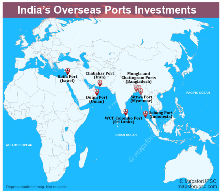 Overseas Ports of India Map | PDF