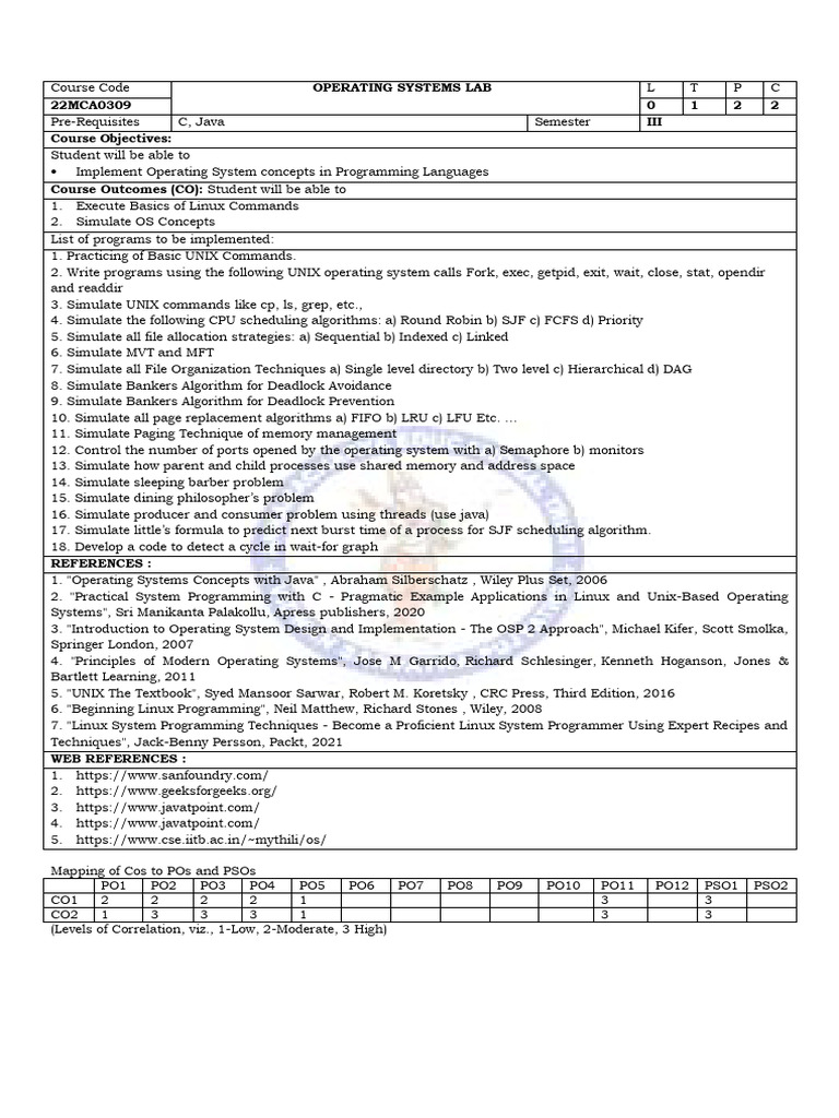 OS LAB Syllabus | PDF | Operating System | Scheduling (Computing)