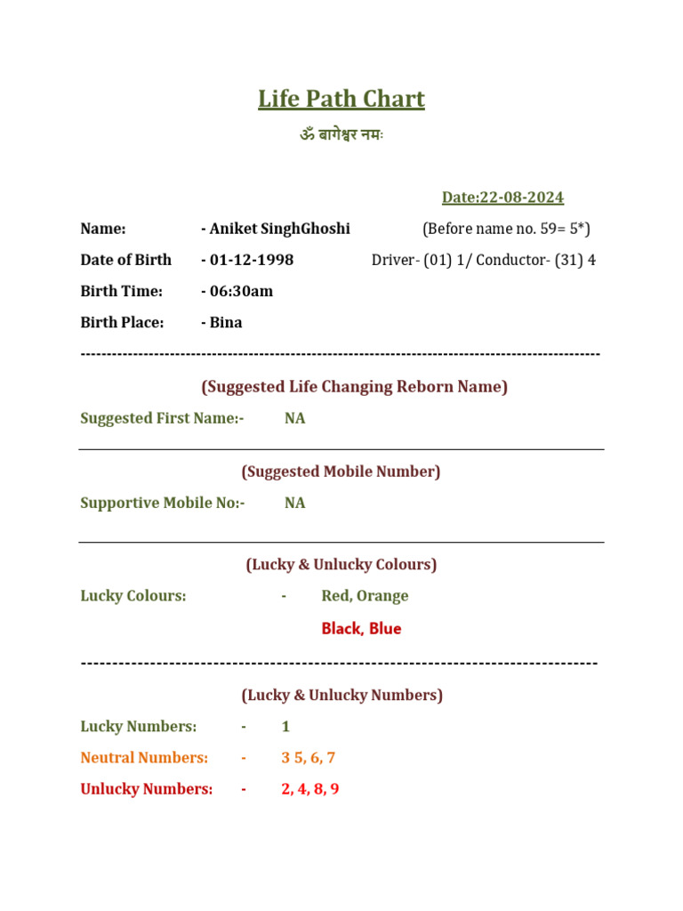 "Aniket Singh Ghoshi" Life Path Chart | PDF