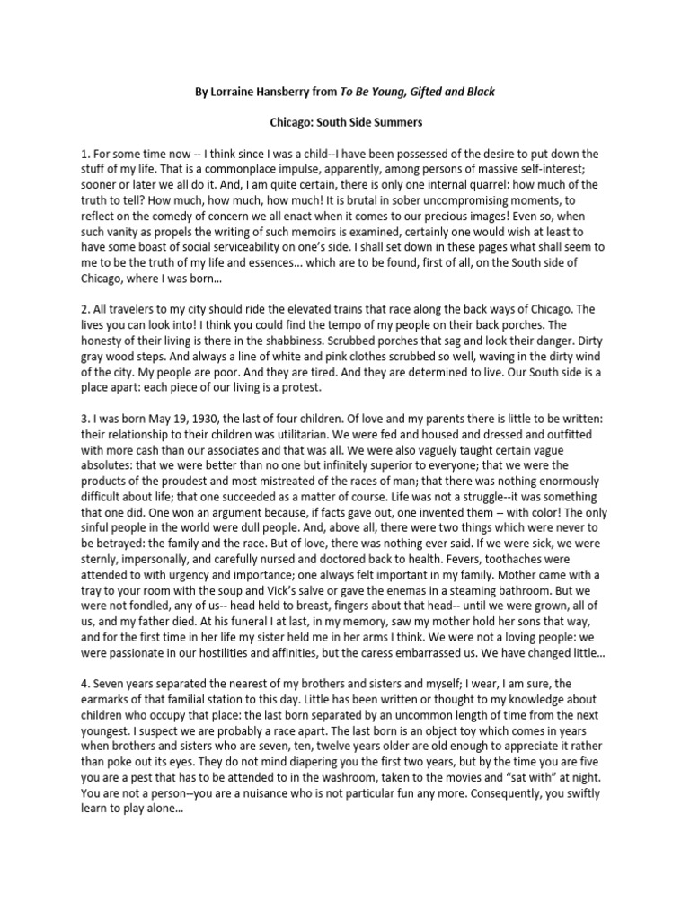 To Be Young Gifted and Black Plus Poem Assignment | PDF