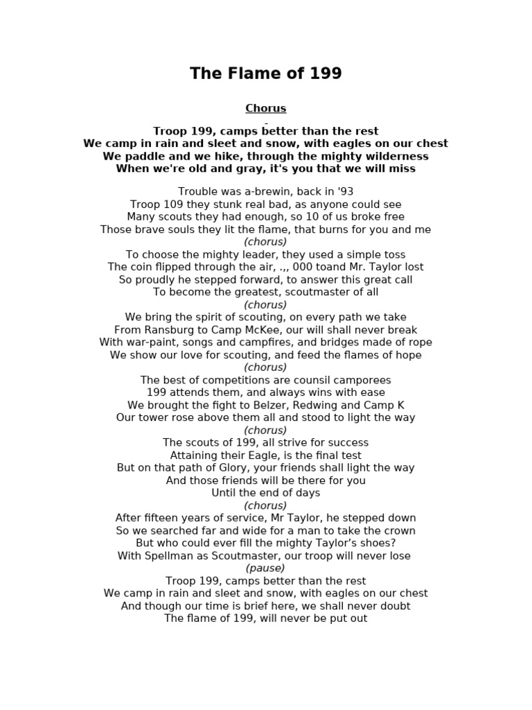 The Flame of Troop 199: A Scout Anthem | PDF