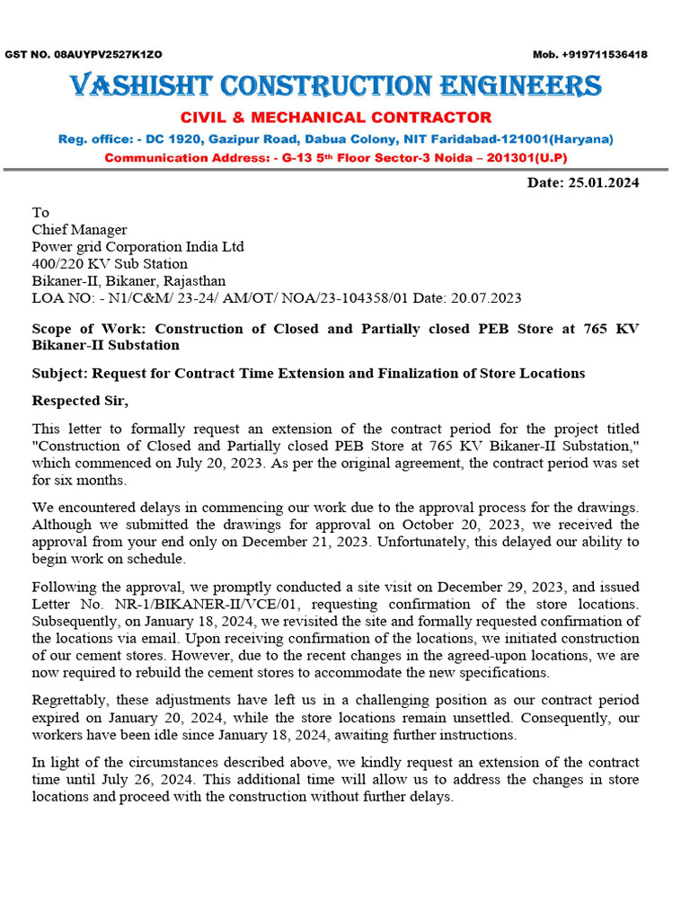 Contract Time Extension - Jaimalshar | PDF