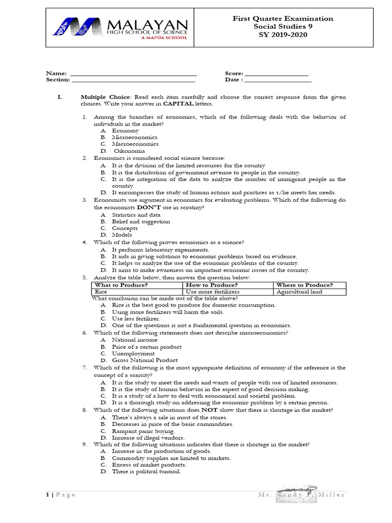 Q1 G9 Economics | PDF | Economics | Cosmetics