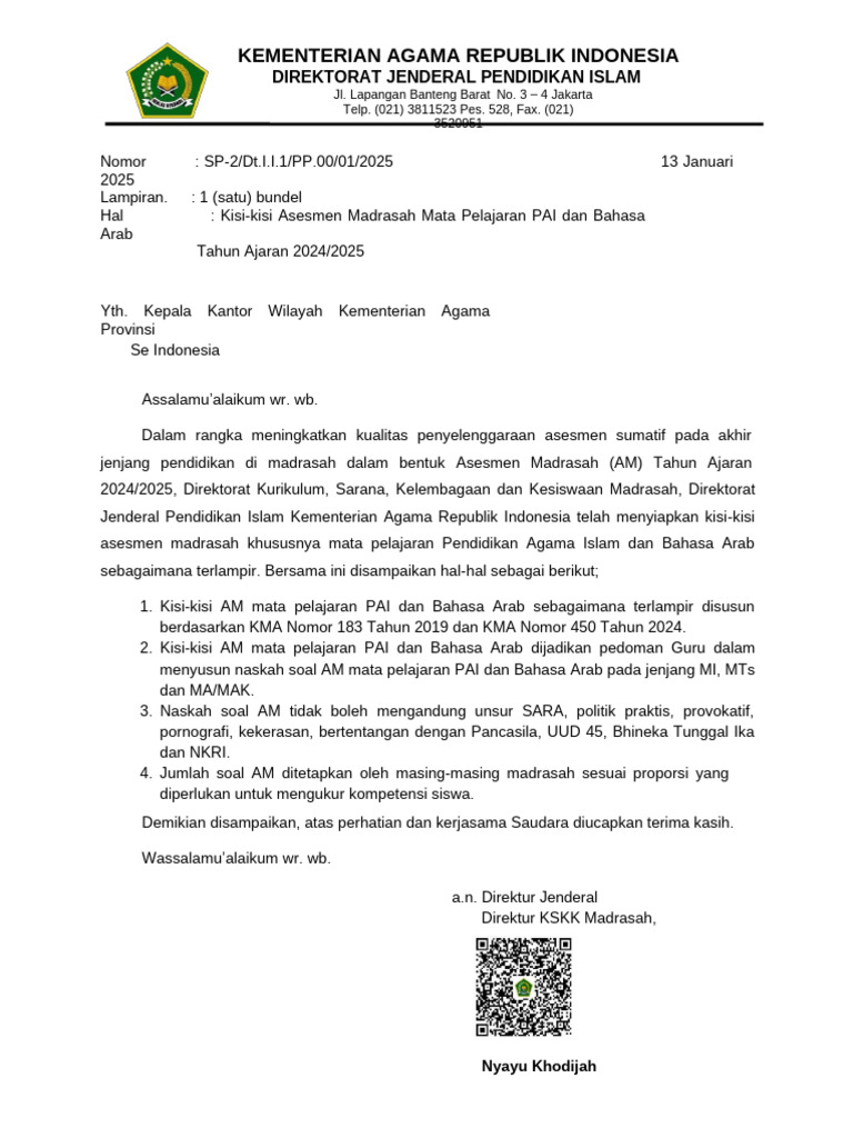 Kisi-Kisi Am 2024-2025 | PDF