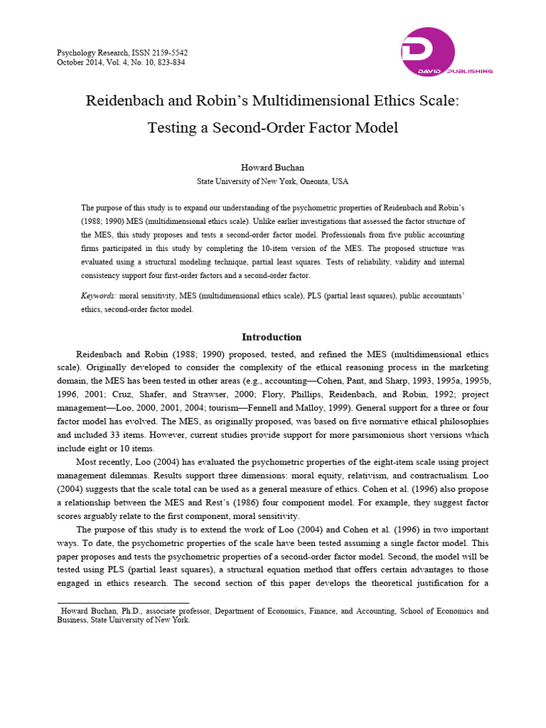 Buchan - 2014 - Reidenbach and Robin MES | PDF | Survey Methodology ...