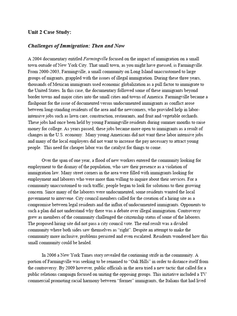 Unit 2 Case Study | PDF | Immigration | Illegal Immigration
